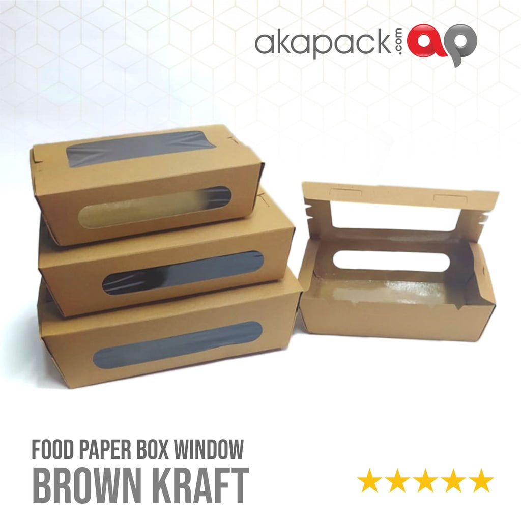 Food Papper Box Window Brown L - Akapack