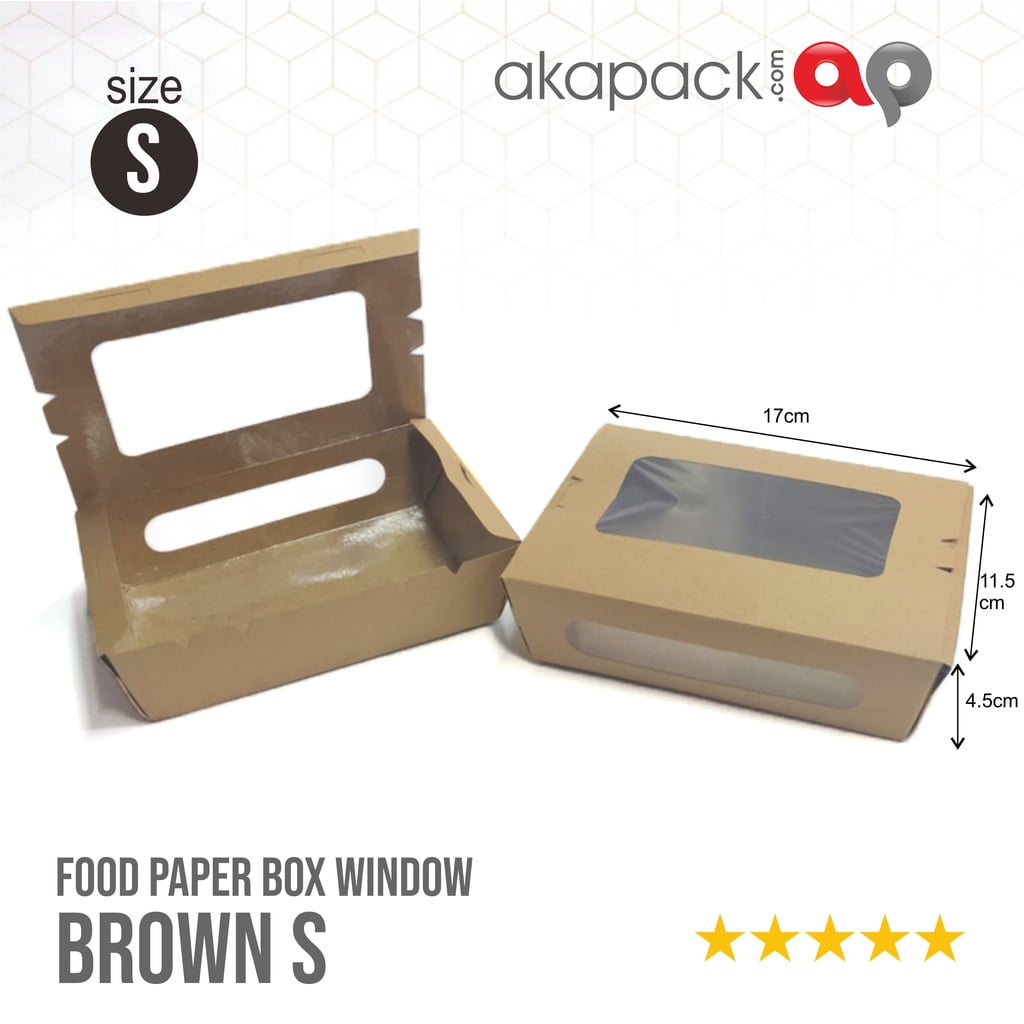 Food Papper Box Window Brown S - Akapack