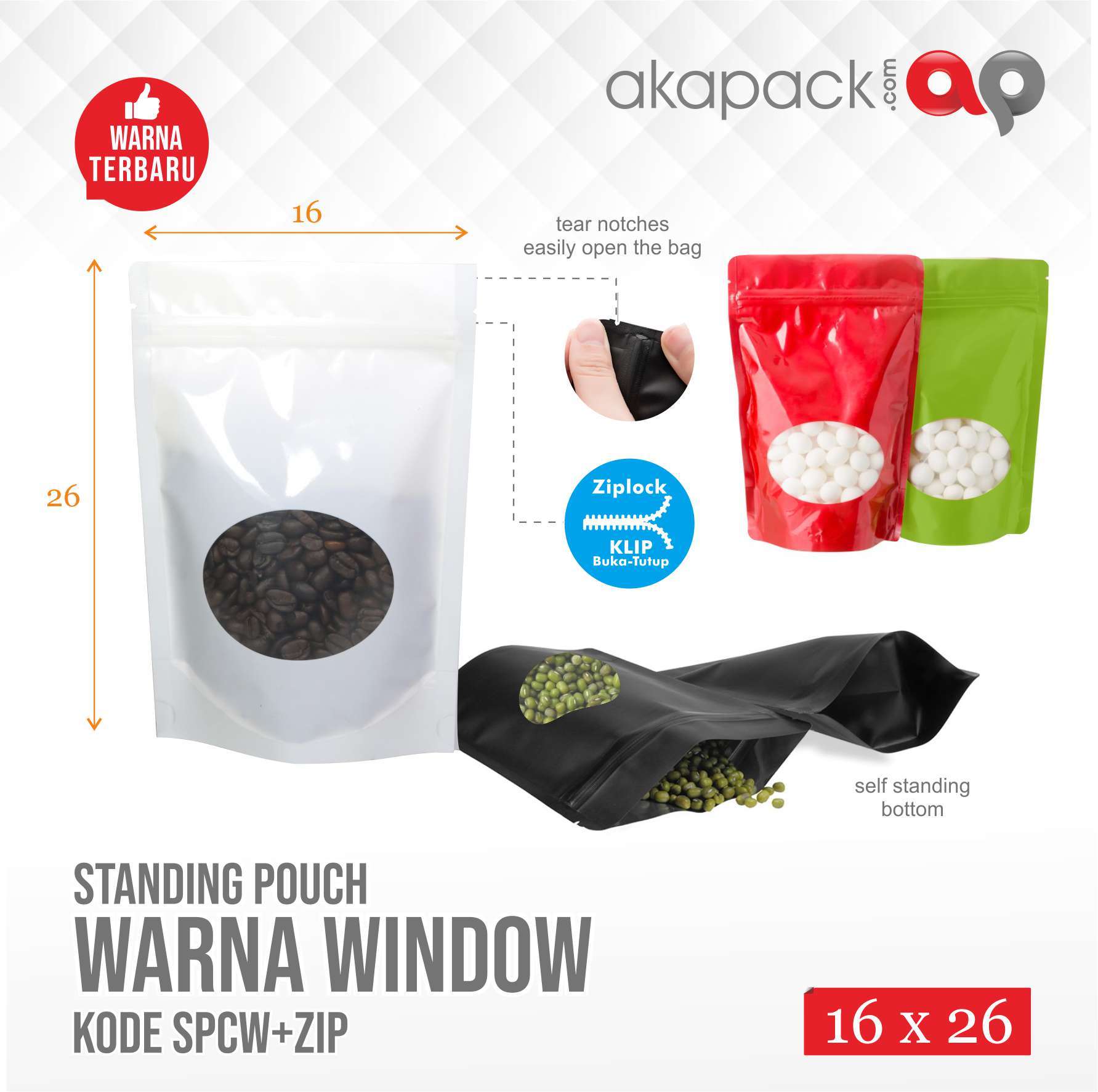 Std Pouch SPCW Green + ZIP 16x26 - Akapack