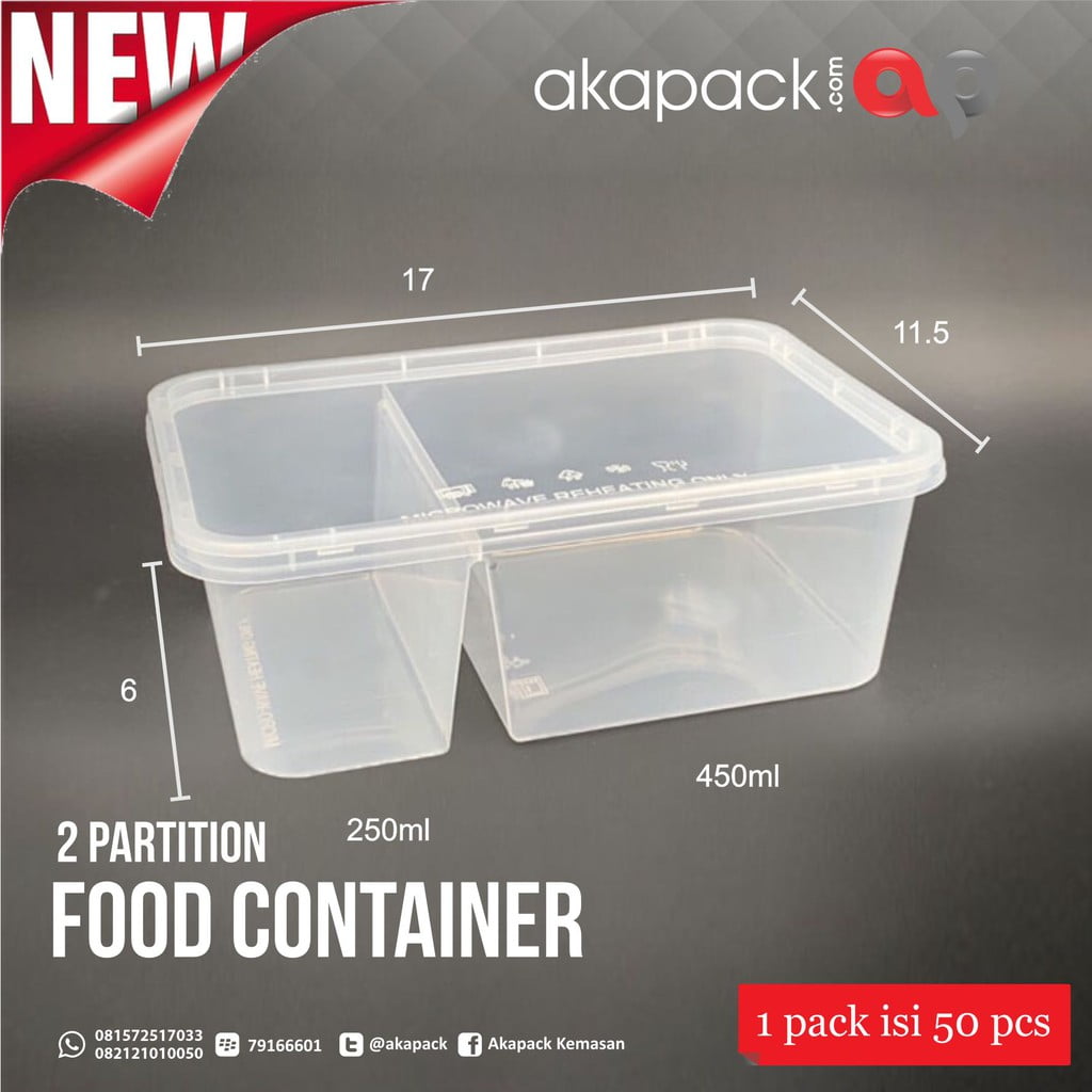Suapi Container 700ml Sekat 2 - Akapack