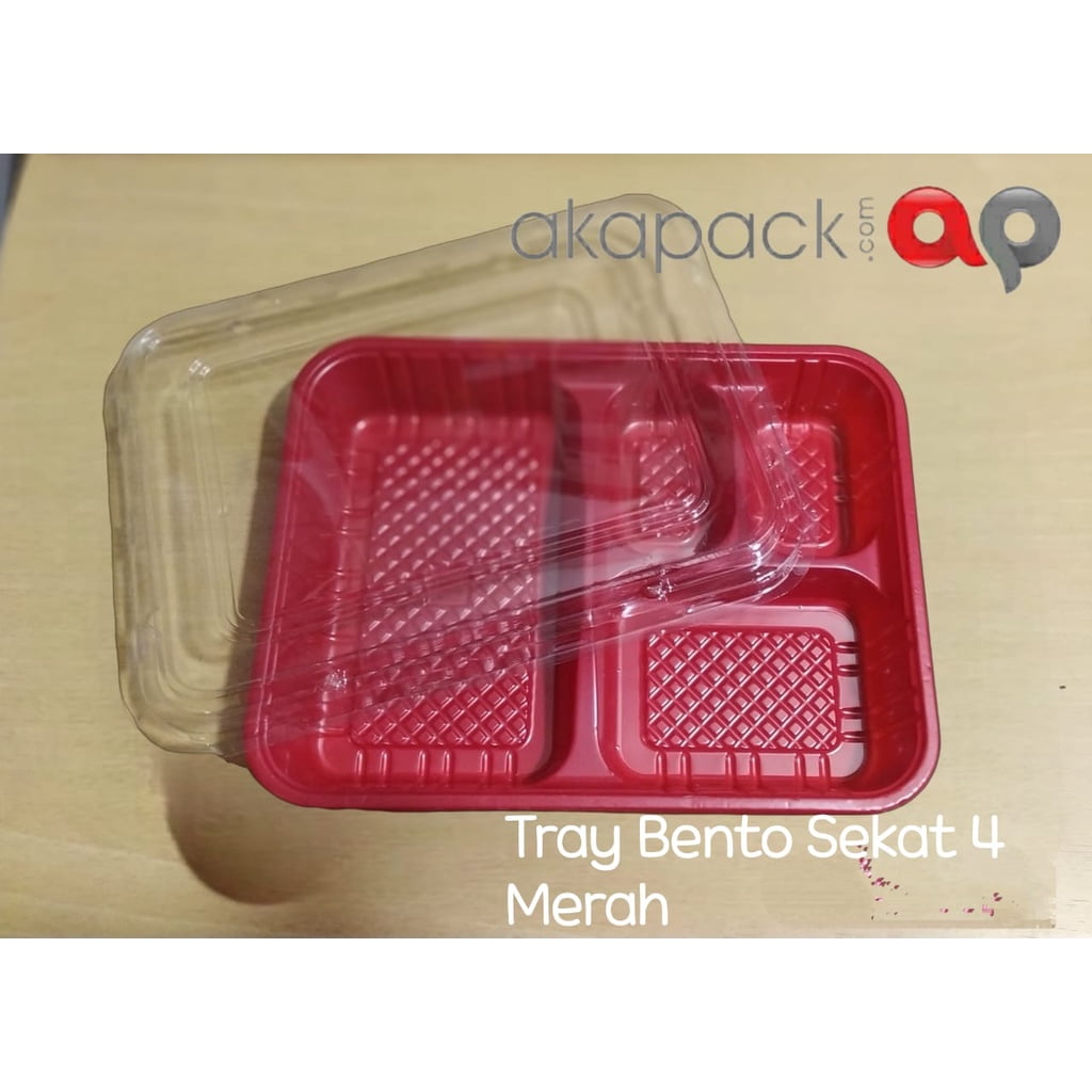 Bento Sekat 4 Warna Merah - Akapack