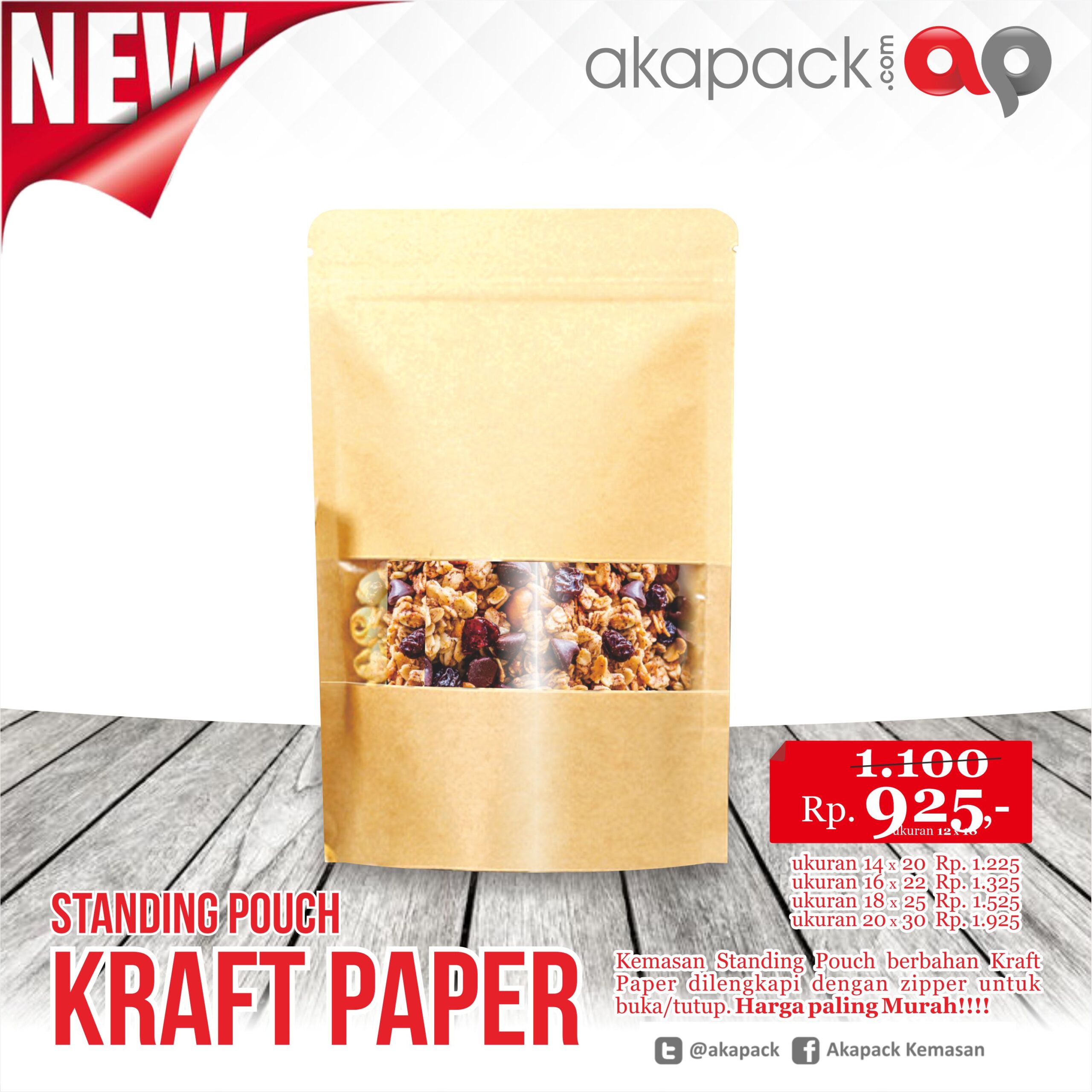 Std Pouch SPKW+ZIP 12x18 - Akapack