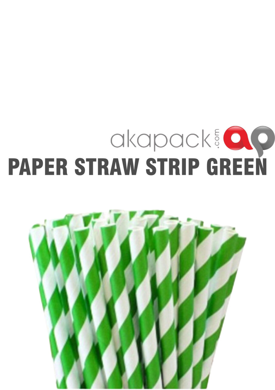 Paper Straw Strip Green (salin) - Akapack